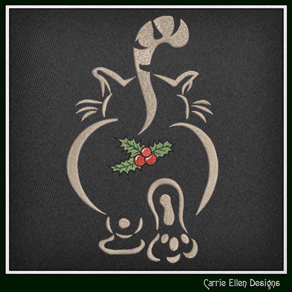 Christmas Fat Cat Embroidery Design, Mistletoe Butt Catatude Design, X ...