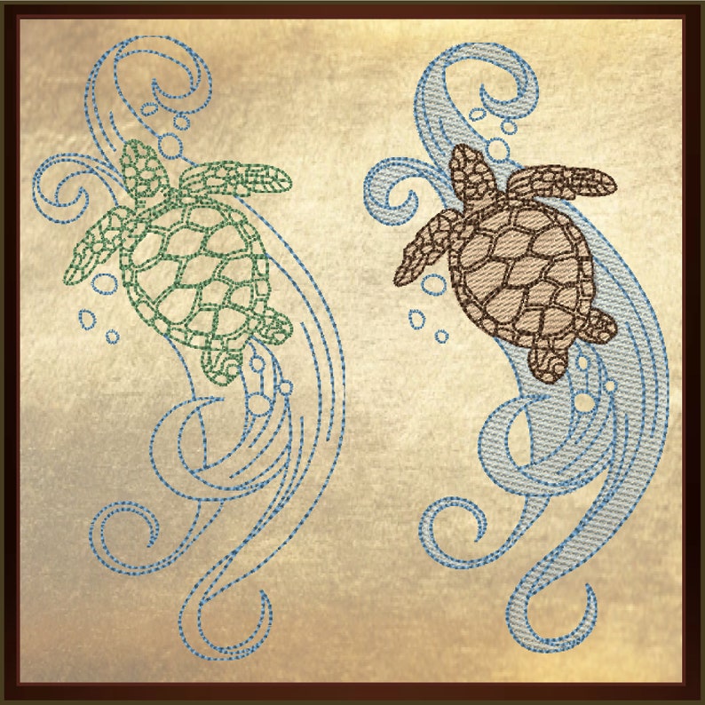 Sea Turtle Machine Embroidery Design, Animal Embroidery, Ocean Tortoise ...