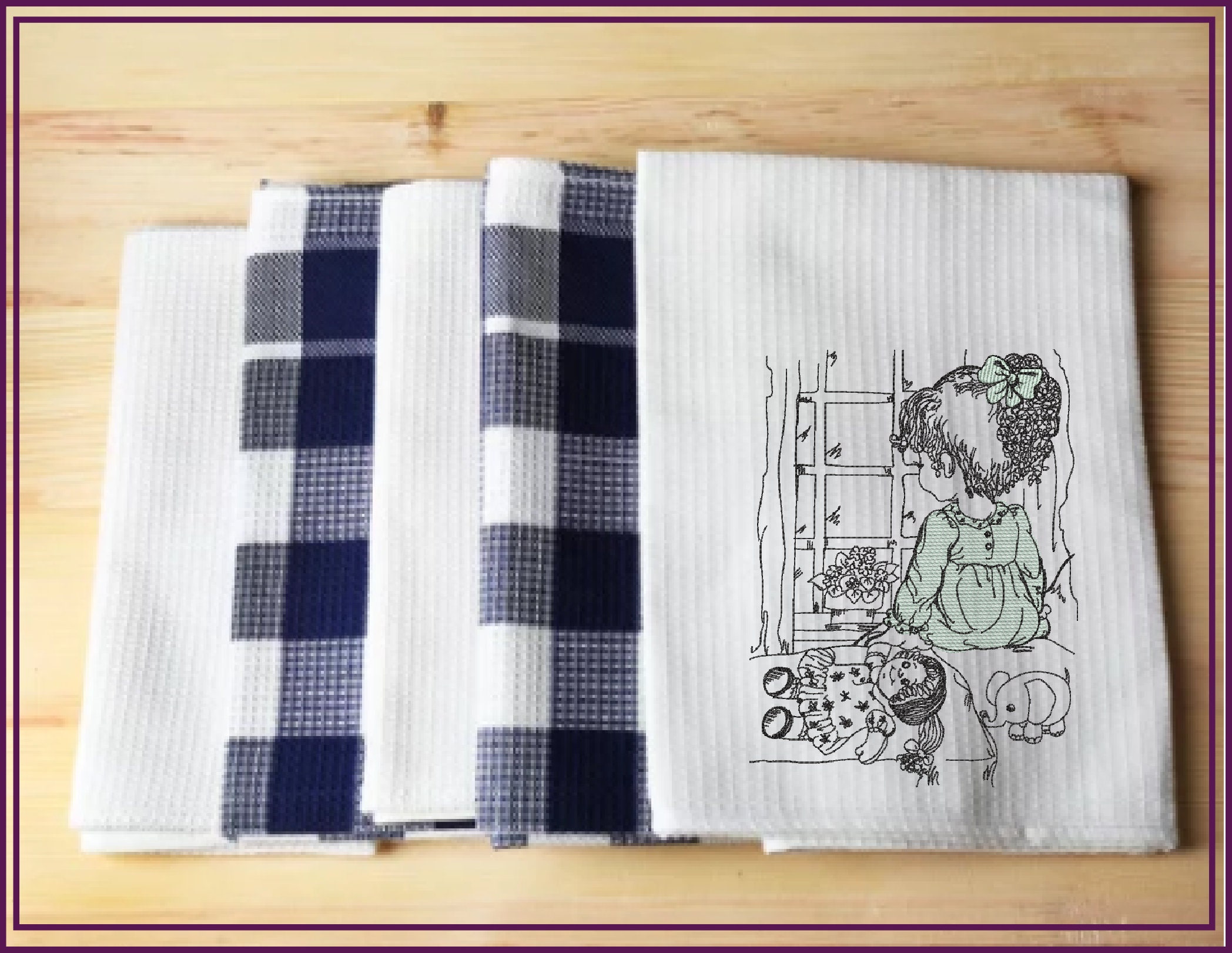 Little Girl Waiting Machine Embroidery Design Girl Sitting in | Etsy