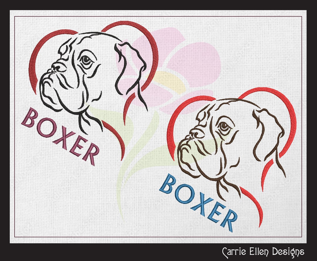 Boxer Machine Embroidery Design, I Love My Boxer, Dog Lover Design, 6 ...