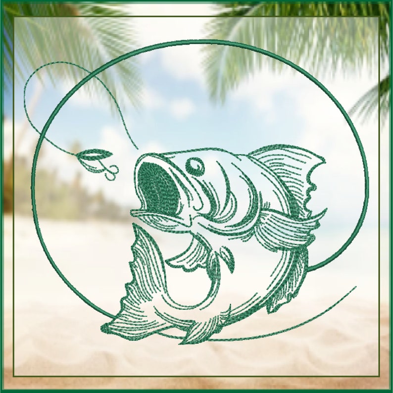 Bass Fishing Machine Embroidery Design, Wide Mouth Bass Embroidery ...