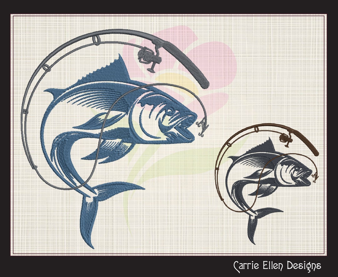 Fishing Embroidery Design, Fishing Pole Machine Embroidery, Wide Mouth ...