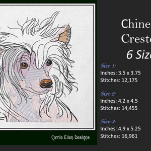 Chinese Crested Machine Embroidery Design, Toy AKC Dog Breed, Dog Lover ...