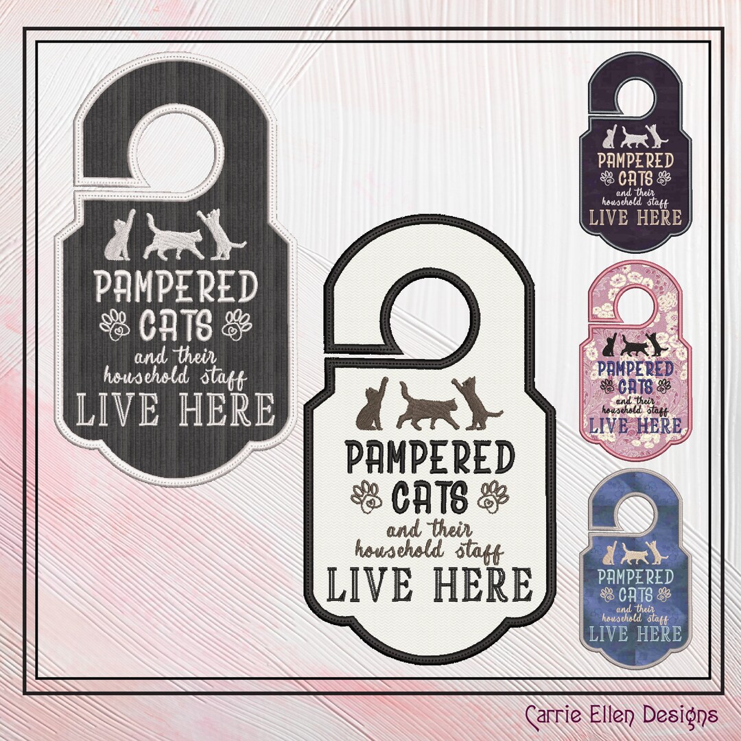 Cat in the Hoop Machine Embroidery Design Saying, ITH Doorknob Hanger ...