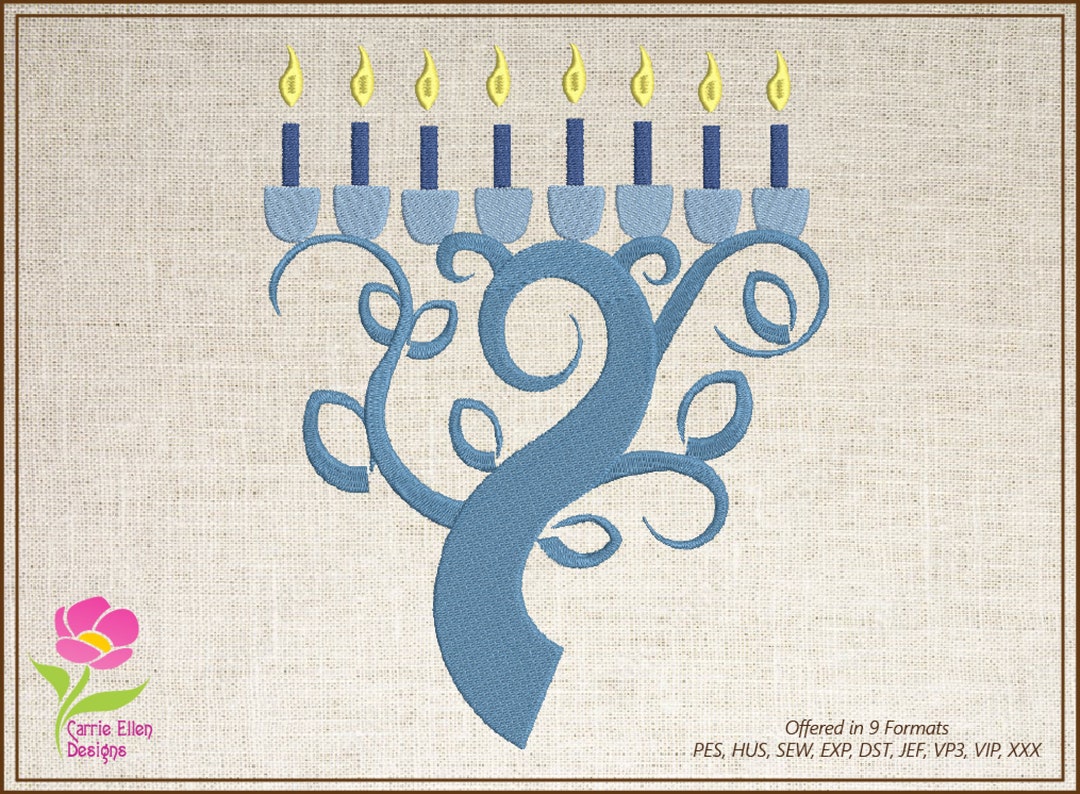 Chanukah Menorah Machine Embroidery Design, Menorah Candles Design ...