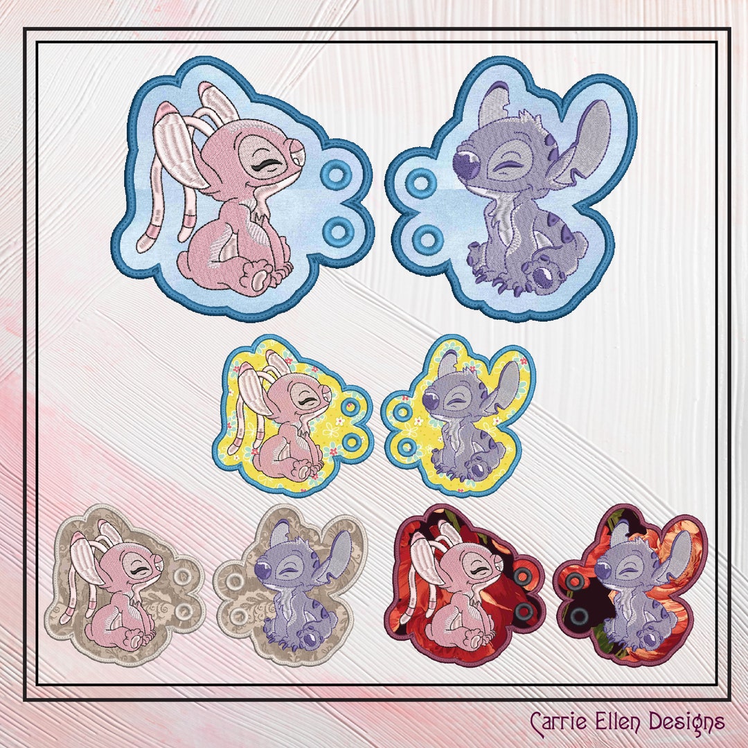 Stitch and Angel Shoe Wings – ITH Cartoon Character Machine Embroidery ...