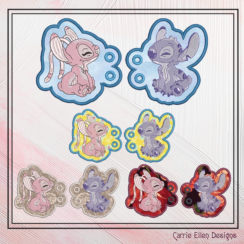Stitch and Angel Shoe Wings – ITH Cartoon Character Machine Embroidery ...
