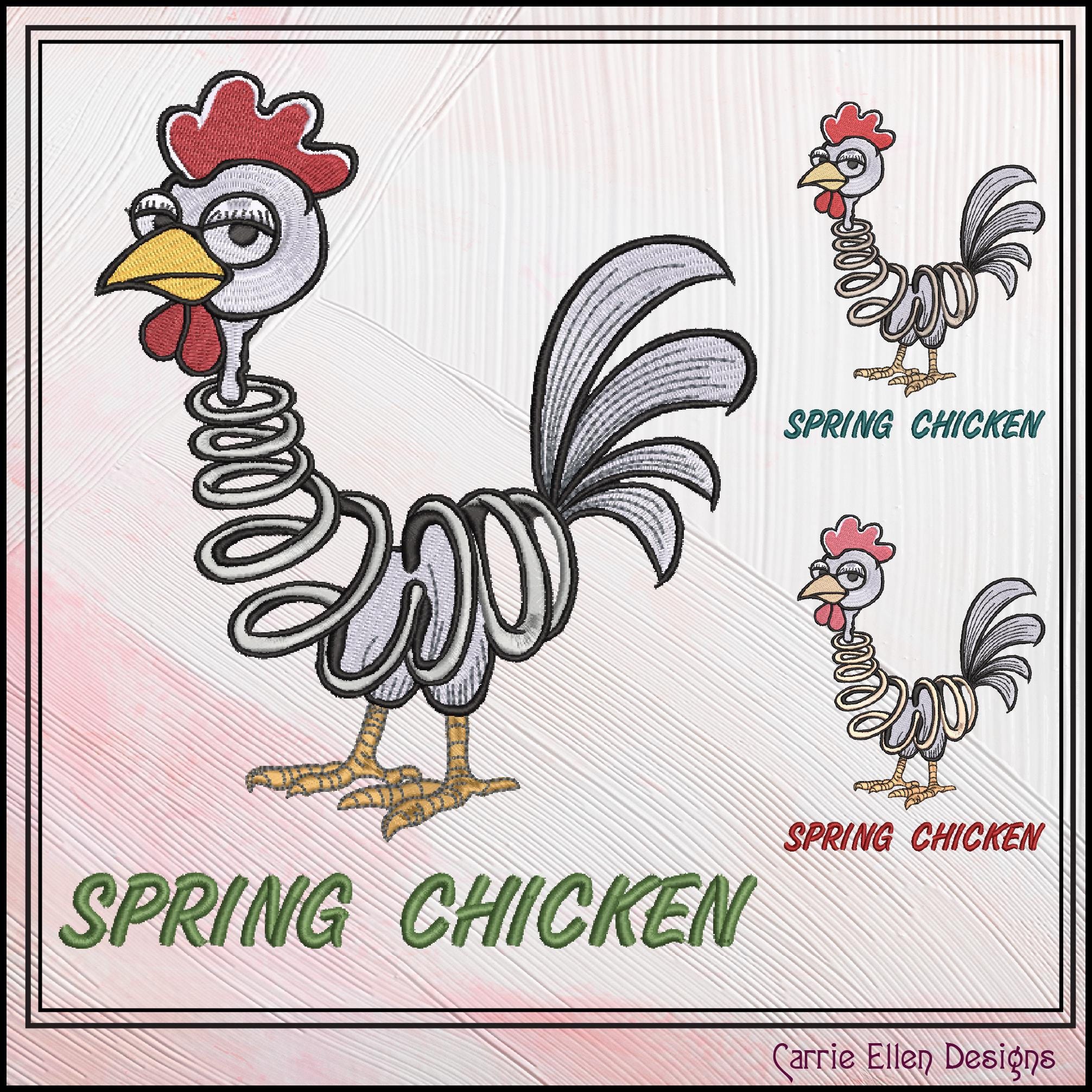 Spring Chicken Idiom Machine Embroidery Design – Adult Aging Humor ...