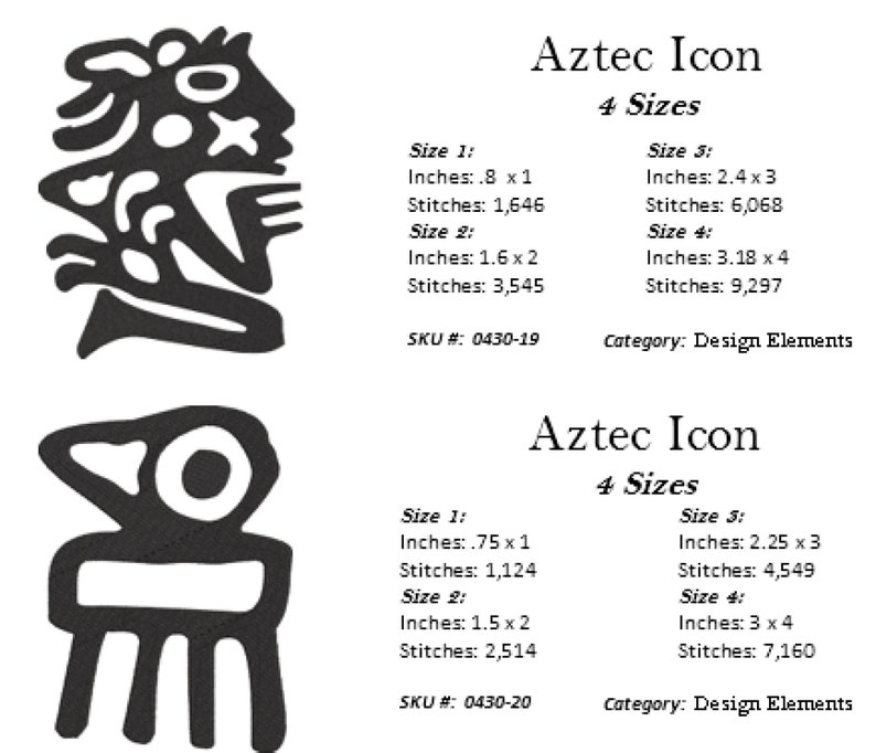22 Aztec Style Icons Machine Embroidery Design Bundle. 22 Individual ...