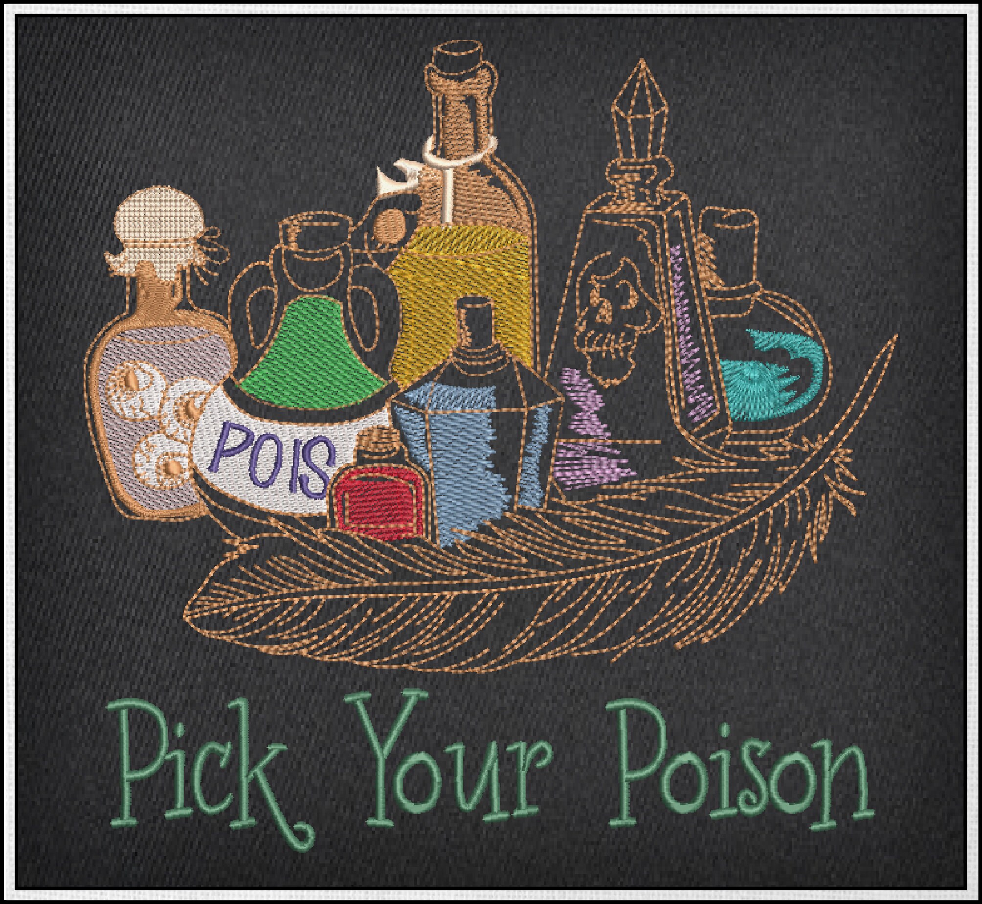 Pick Your Poison Machine Embroidery Design Halloween Design - Etsy