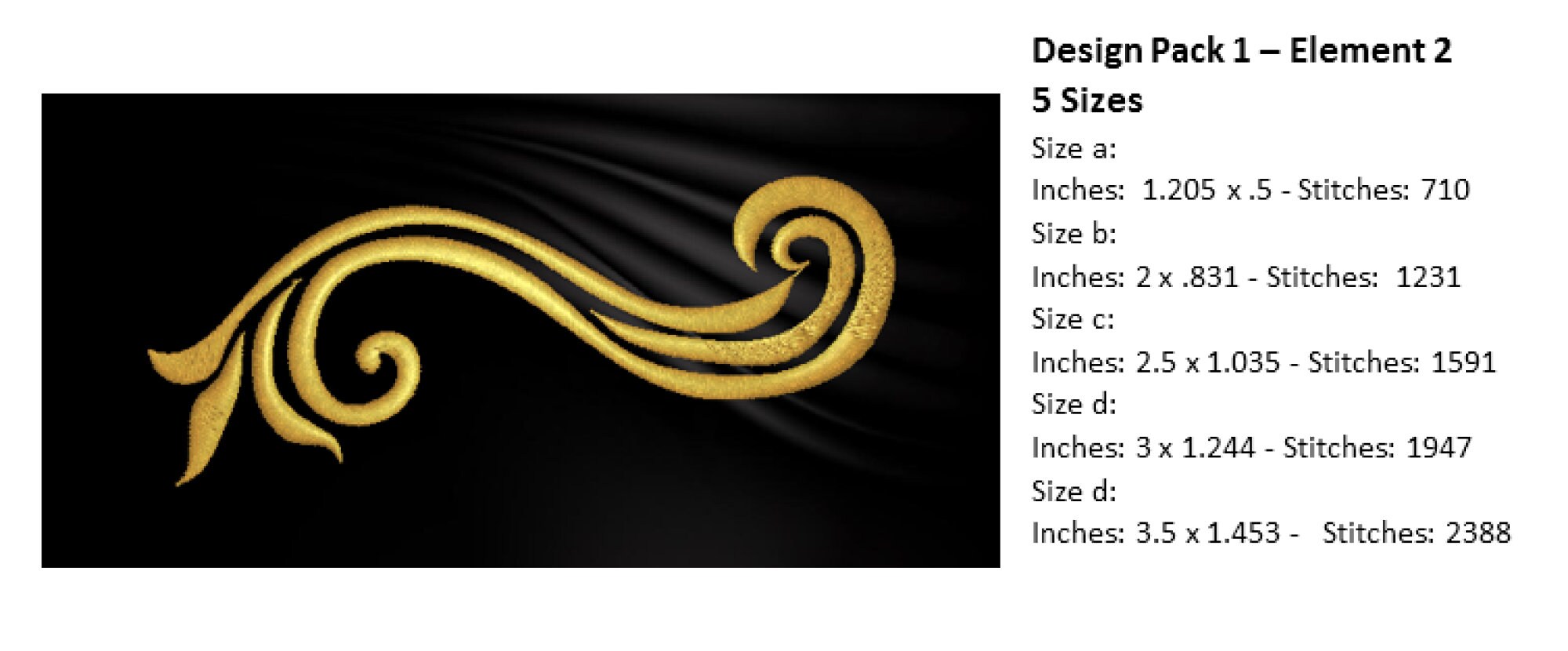 Design Elements Machine Embroidery Bundle, Swoosh and Swirl Designs, 9 ...
