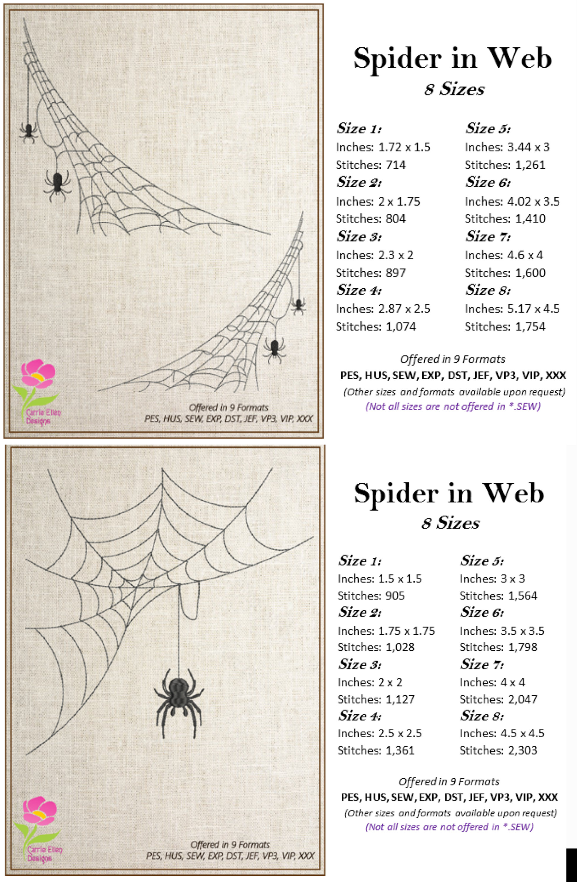 Spider in Web Machine Embroidery Design Bundle, Black Spider Spiderweb ...