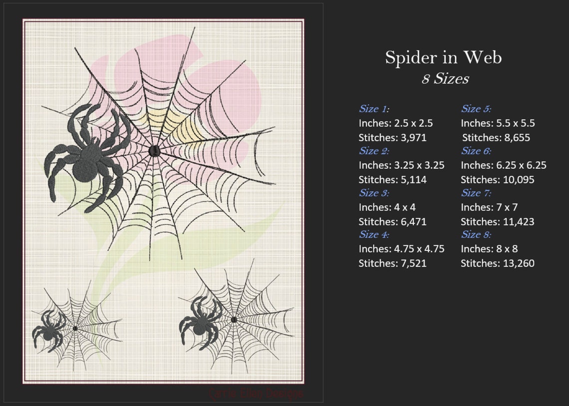 Spider in Web Machine Embroidery Design Spiderweb Embroidery - Etsy