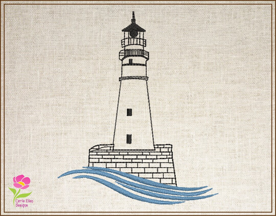 Lighthouse Machine Embroidery Design Coastal Light House - Etsy