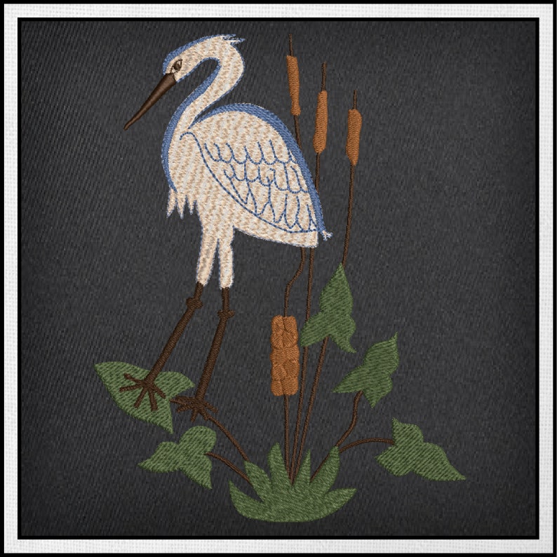 Egret Machine Embroidery Design Bird Embroidery Pattern - Etsy