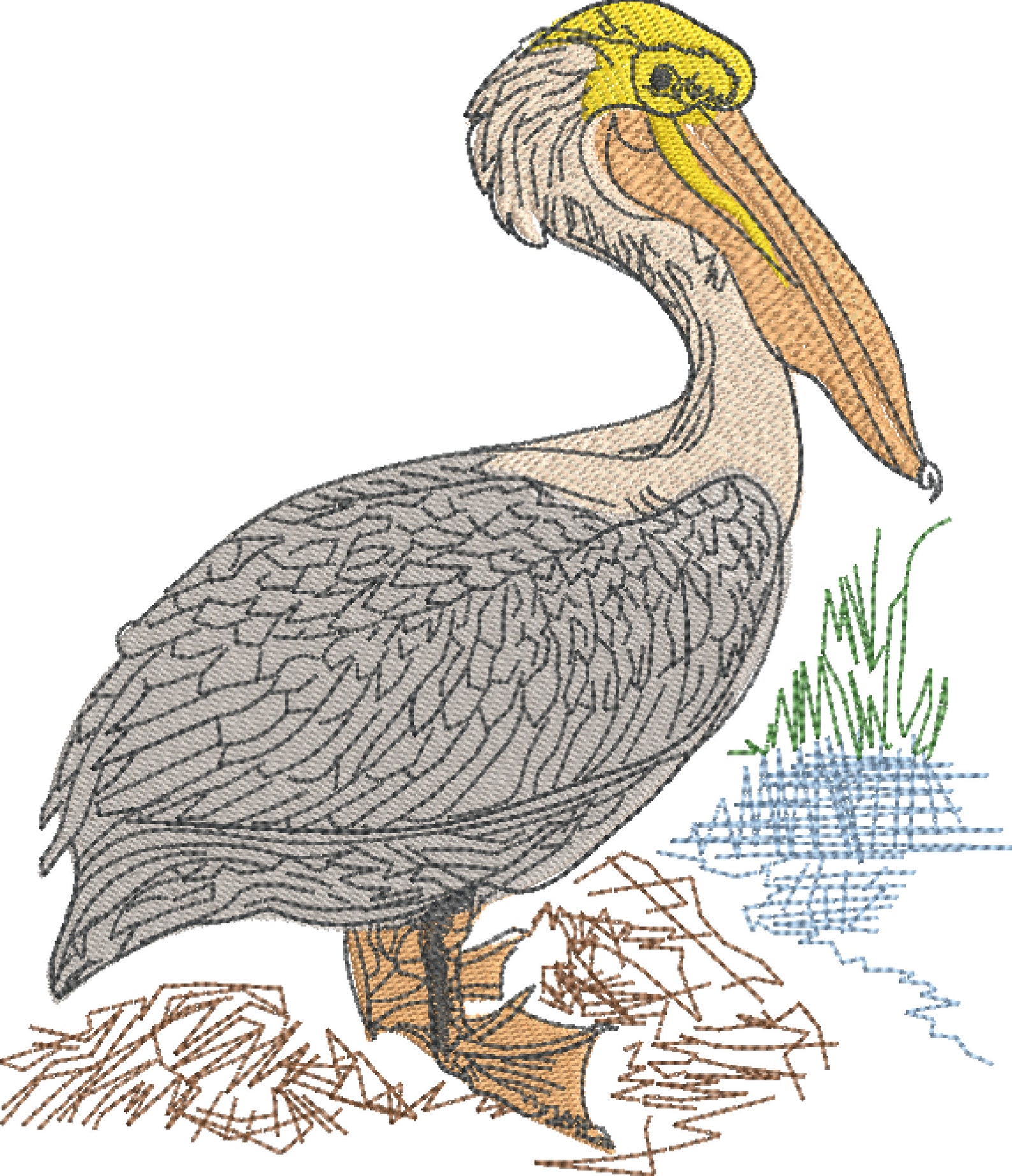 Pelican Machine Embroidery Design Custom Embroidery Pattern | Etsy
