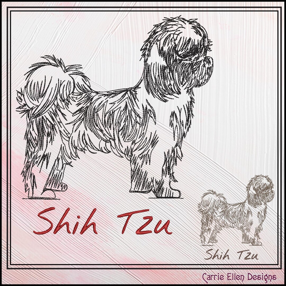 Shih Tzu Machine Embroidery Design, Dog Sketch Pattern, Dog Lover Gift ...