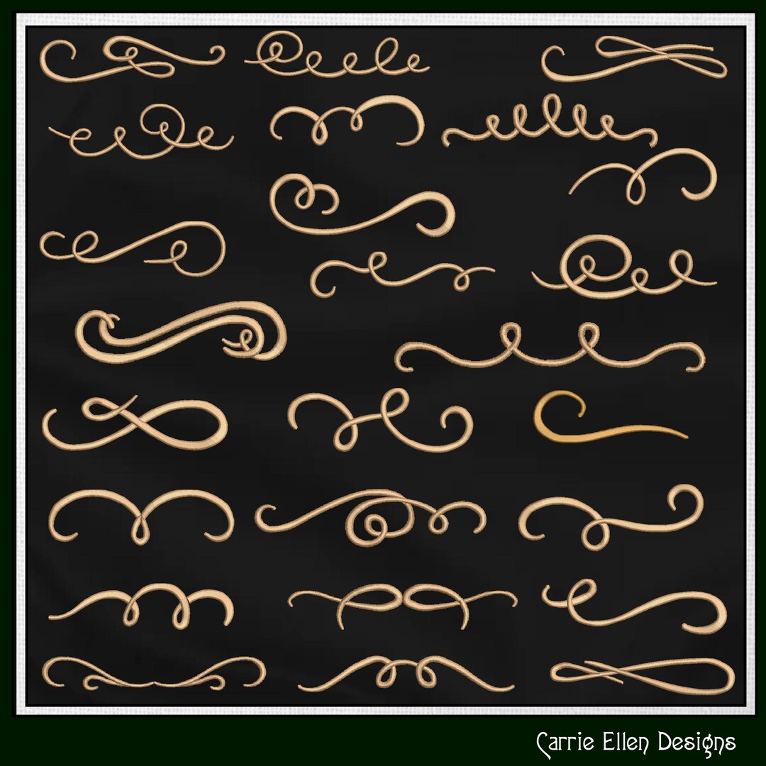 Calligraphy Flourish Design Elements, Machine Embroidery Designs, Swish ...