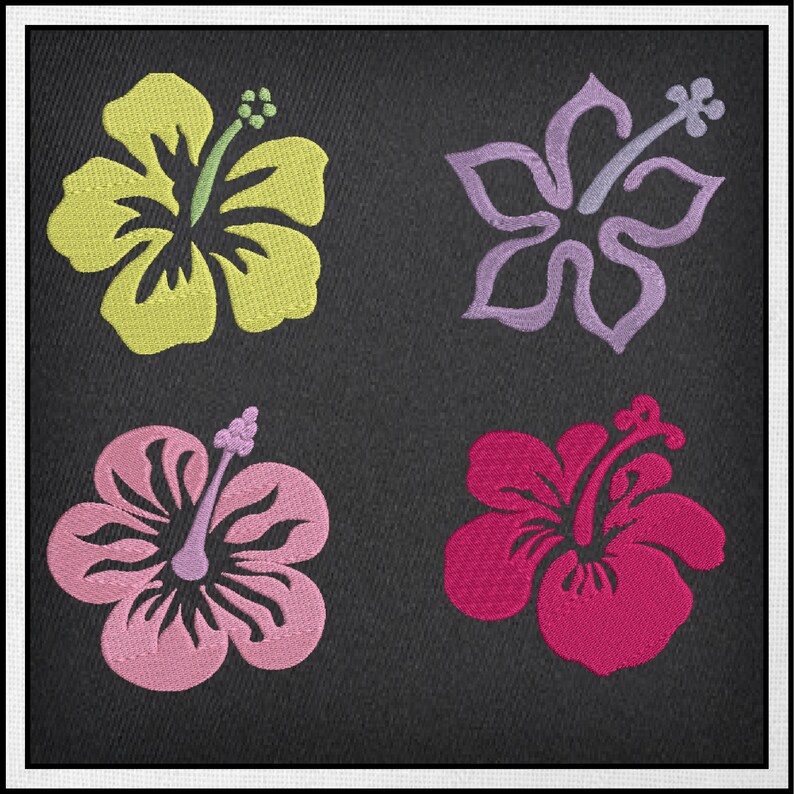 Hibiscus Flower Embroidery Design Bundle. Hibiscus Flower Icons ...