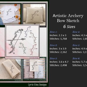 Archery Machine Embroidery Design, Artistic Sketch Pattern, Sport Line ...