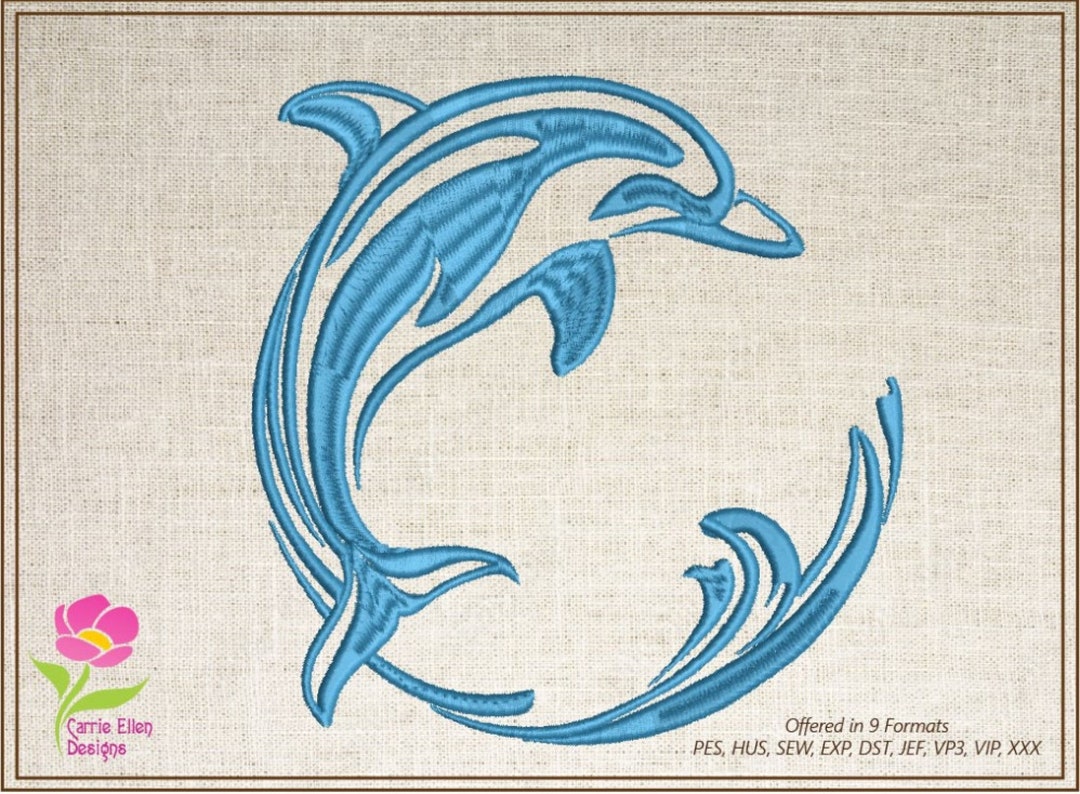 Dolphin Machine Embroidery Design, Bottlenose Dolphin Embroidery ...