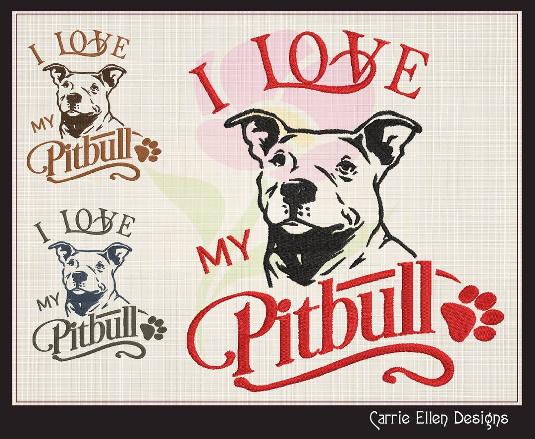 I Love My Pitbull Machine Embroidery Design, Dog Design, American Pit ...