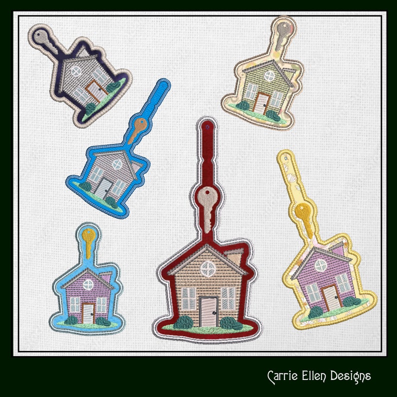 In the Hoop Key Fob Machine Embroidery Design Little House - Etsy