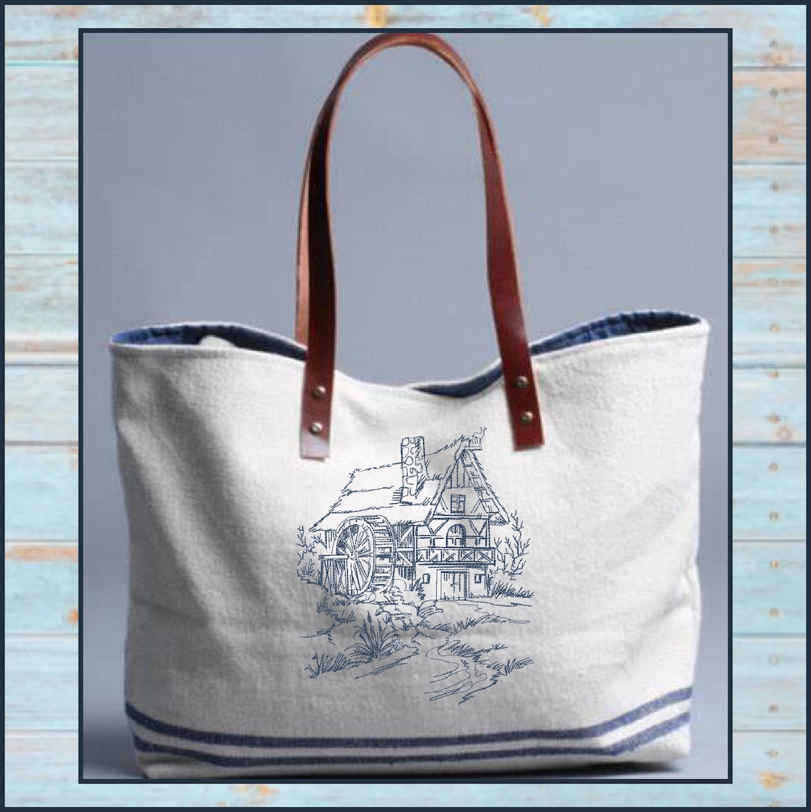 Water Wheel Mill Sketch Machine Embroidery Design, Grist Mill Artistic ...