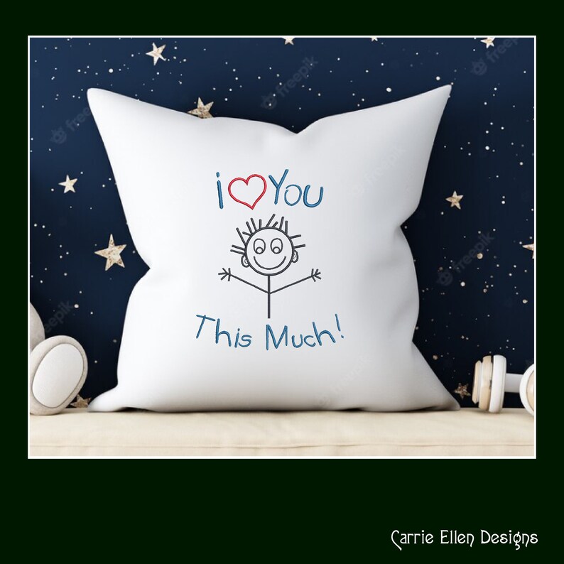 Stick Figure Embroidery Design I Love You This Much Stick - Etsy