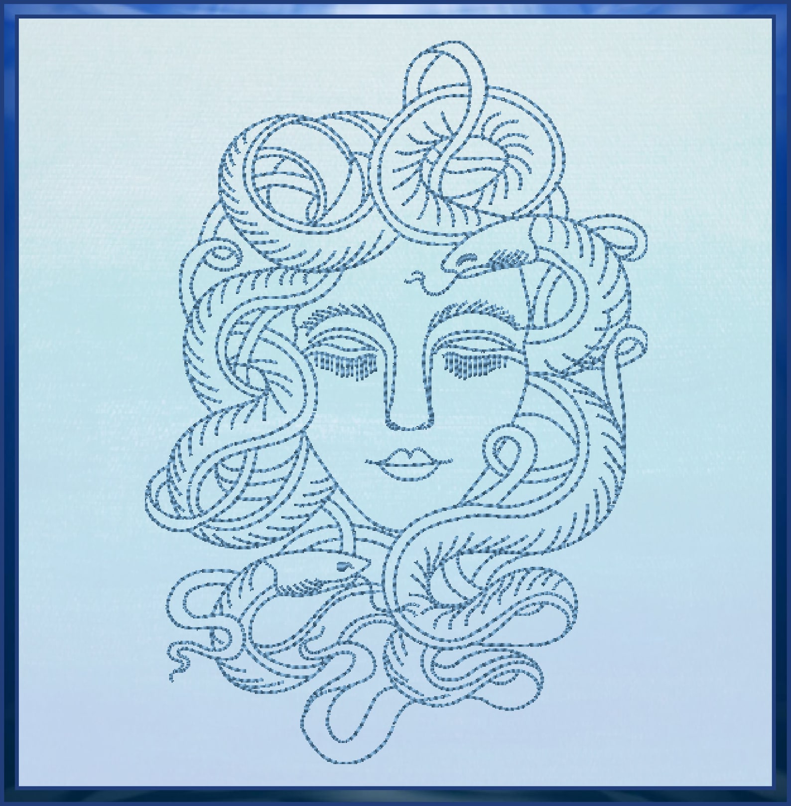 Medusa Head Machine Embroidery Design, Line Art Greek Mythology Medusa ...