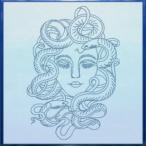 Medusa Head Machine Embroidery Design, Line Art Greek Mythology Medusa ...
