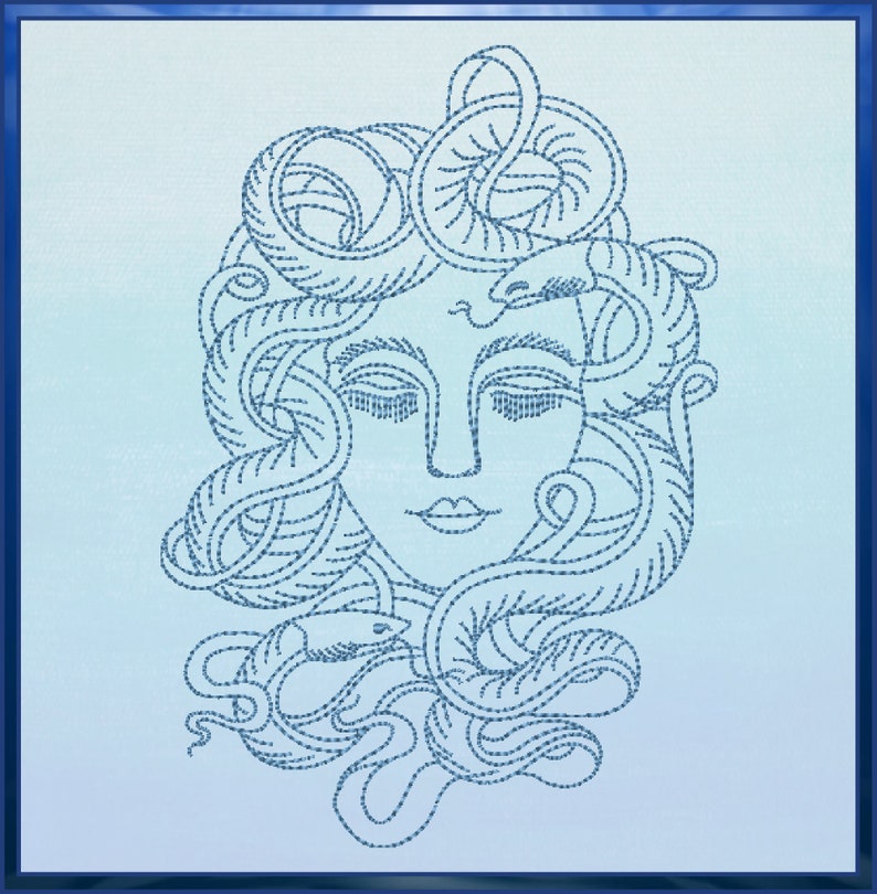 Medusa Head Machine Embroidery Design Line Art Greek | Etsy