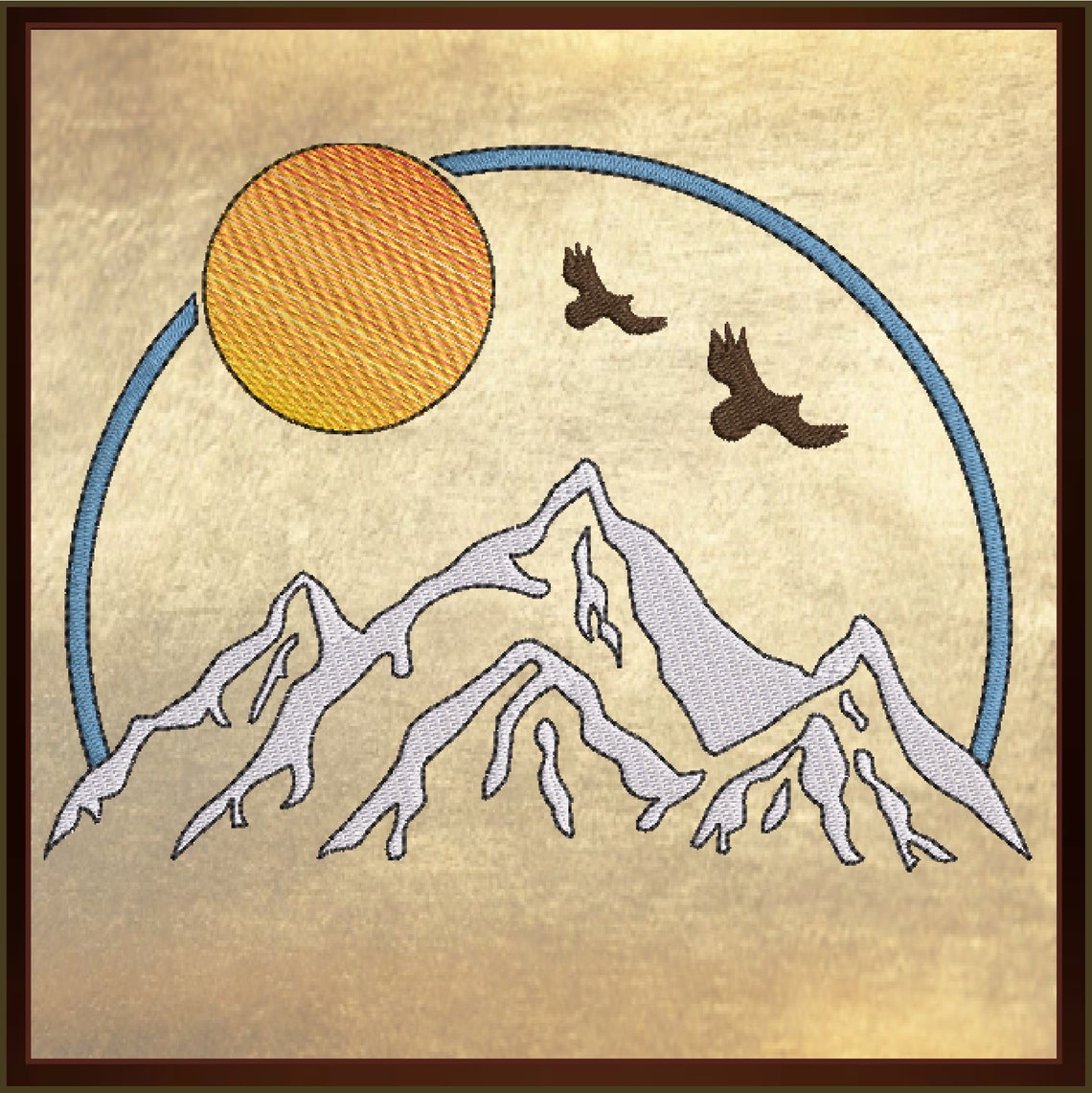 Mountain View Machine Embroidery Design Sunrise Sunset | Etsy