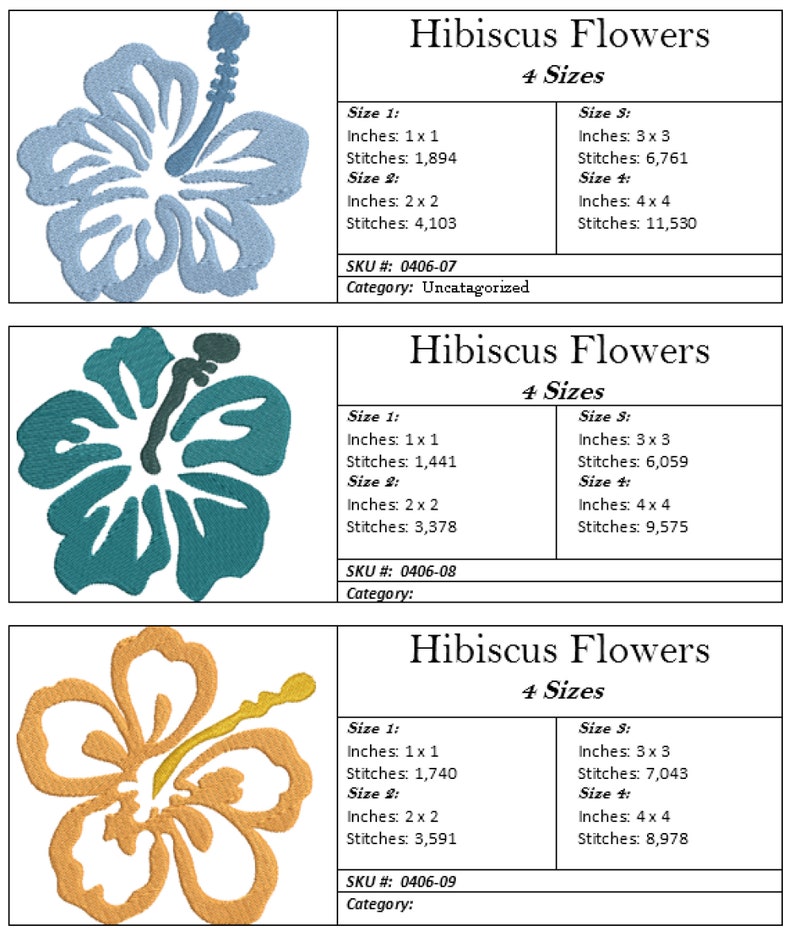 Hibiscus Flower Embroidery Design Bundle. Hibiscus Flower Icons ...