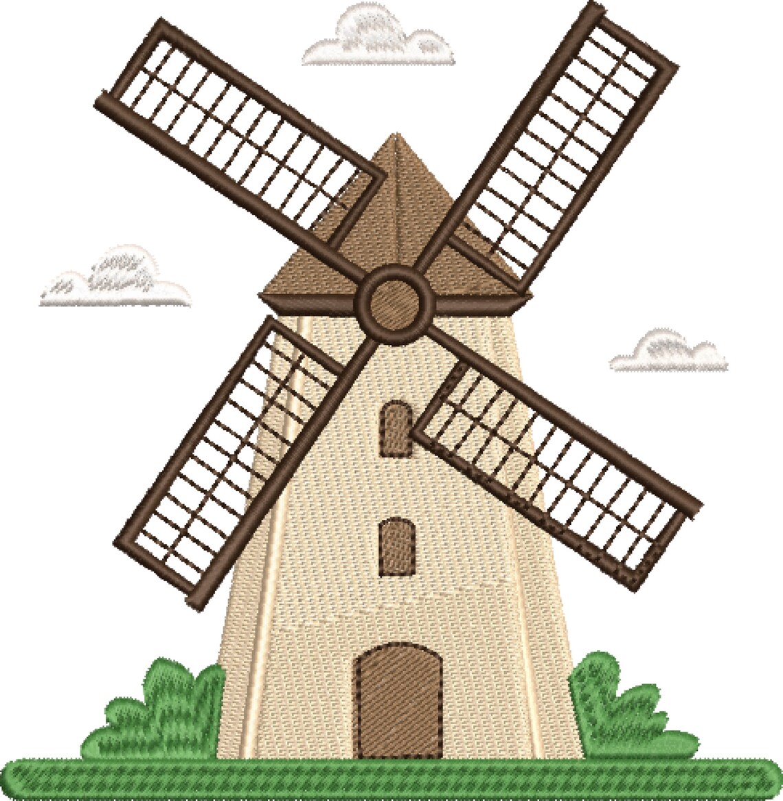 Windmill Machine Embroidery Design Farm Windmill Embroidery | Etsy