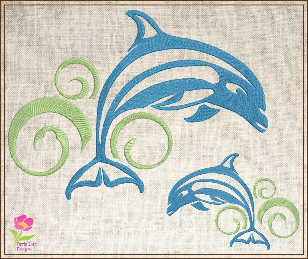 Dolphin Machine Embroidery Design, Bottlenose Dolphin Embroidery ...