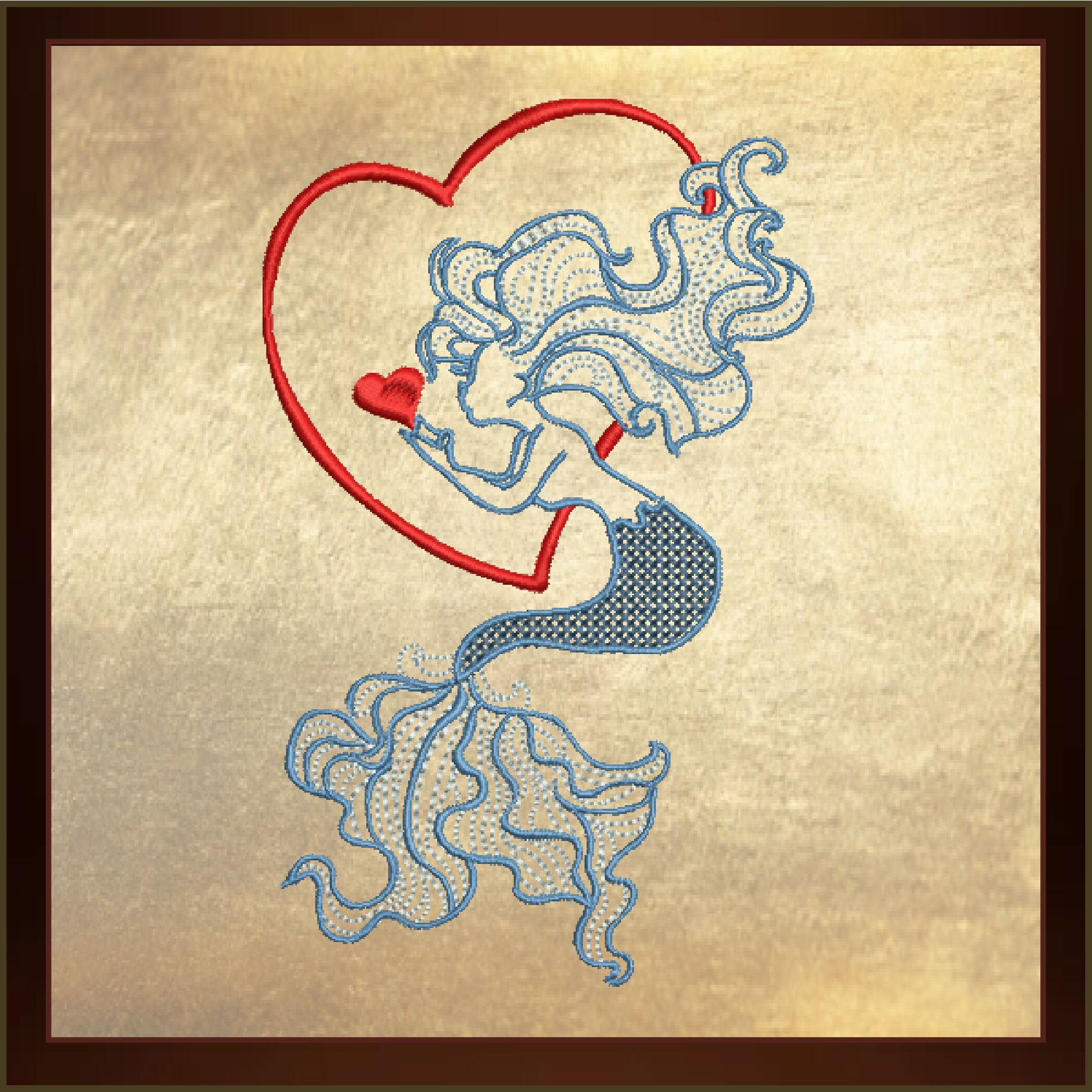 Mermaid Machine Embroidery Design Mermaid in Love Sea Life | Etsy