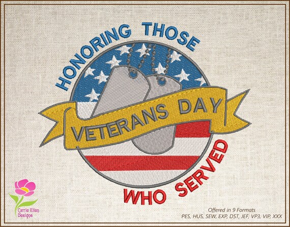 Veteran's Day Machine Embroidery Design Honoring Those - Etsy