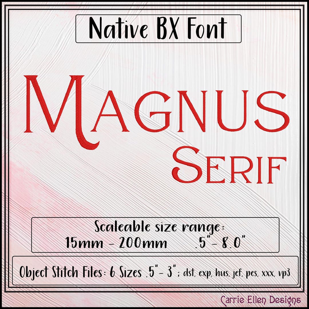 Magnus BX Fonts and Lettering Stitch Files, Classic Serif Block ...