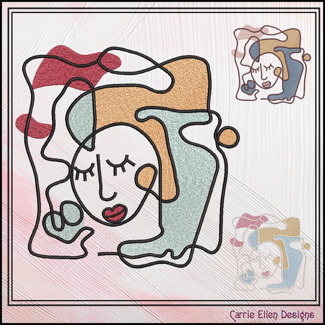 Woman Face Machine Embroidery Design – Lady Face Outline, Picasso ...