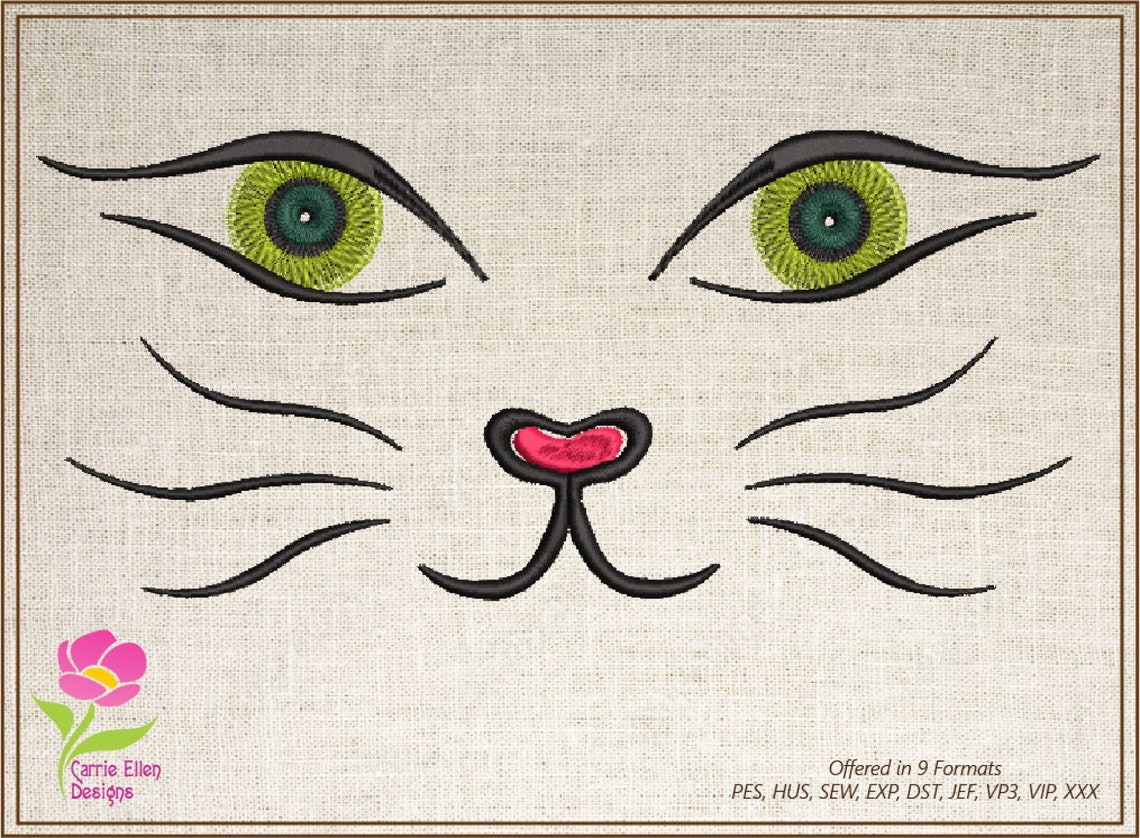 Cat Face Machine Embroidery Design Pet Embroidery Cute Cat - Etsy