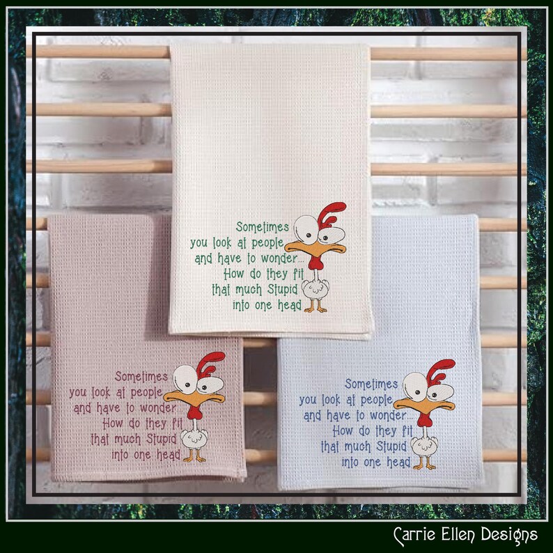 Fit That Much Stupid Machine Embroidery Saying Design, Crazy Chicken ...