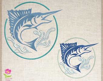 Blue Marlin Embroidery Design - Etsy