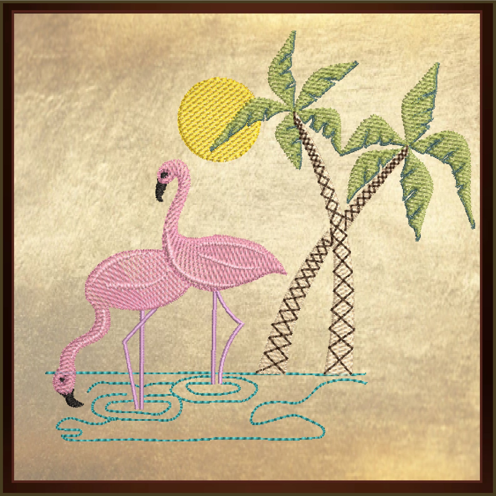 Wading Flamingos Machine Embroidery Design. Palm Tree and - Etsy
