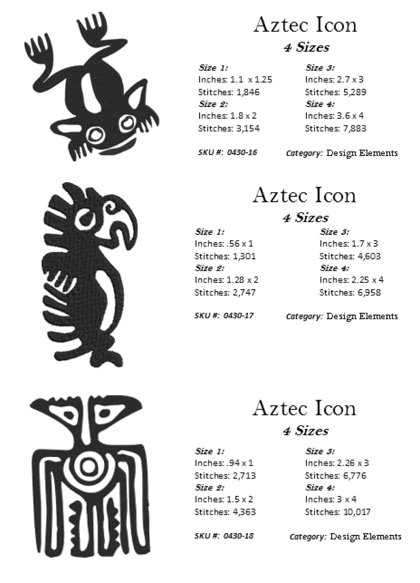 22 Aztec Style Icons Machine Embroidery Design Bundle. 22 Individual ...