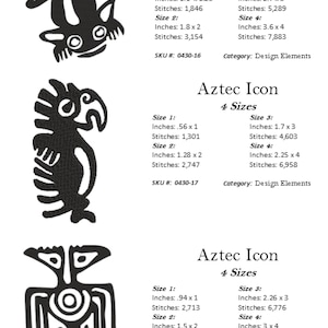 22 Aztec Style Icons Machine Embroidery Design Bundle. 22 Individual ...