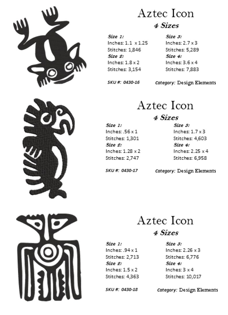 22 Aztec Style Icons Machine Embroidery Design Bundle. 22 Individual ...