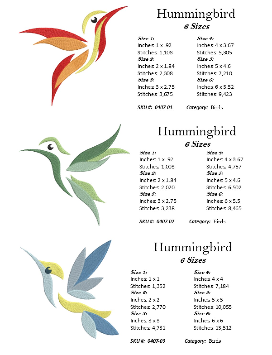 Hummingbird Machine Embroidery Design Bundle Bird Embroidery | Etsy