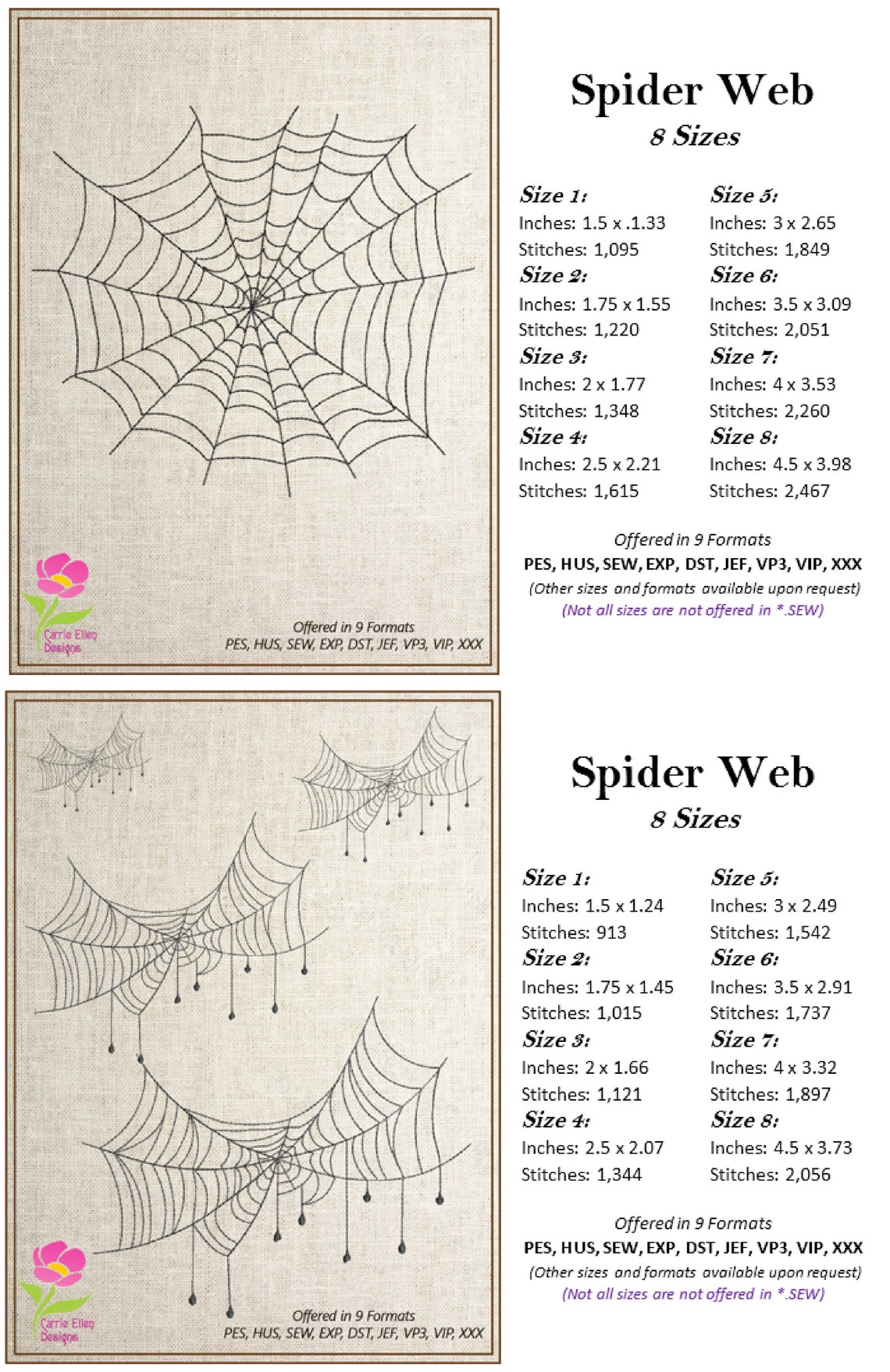 Spider Web Machine Embroidery Design Bundle Black Spider | Etsy