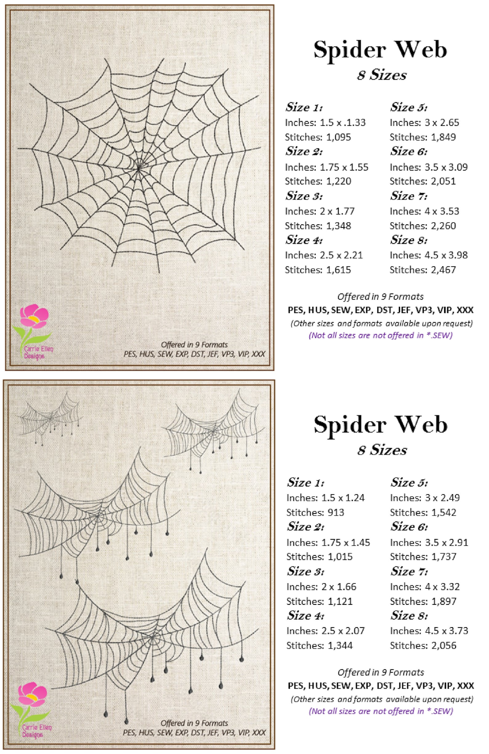 Spider Web Machine Embroidery Design Bundle Black Spider | Etsy